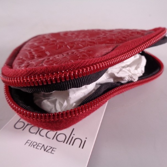 Braccialini Firenze | Bags | Braccialini Firenze Heart Red Leather Coin ...
